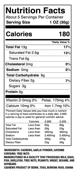 Spicy Garlic Fairtrade Cashews (5 oz) – GRIA Food Co.